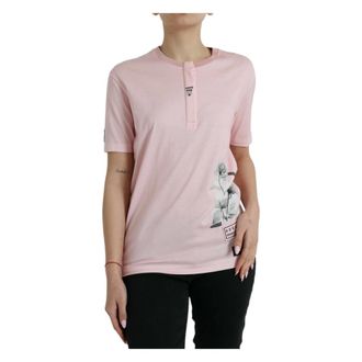 Dolce & Gabbana Femme, Tops, Rose, Taille: 36 FR T-shirt en coton floral chic
