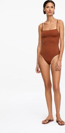 Arket Badeanzug Mit Eckigem Ausschnitt -Braun