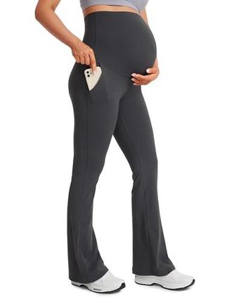 CRZ YOGA Butterluxe Legging &Eacute;vas&eacute; de Maternit&eacute; avec Poches Yoga Entra&icirc;nement Pantalon - 79cm Myst&eacute;rieux Gris 38