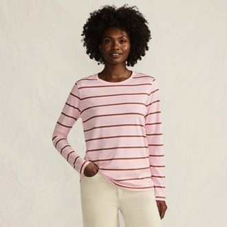 Lands End Supima-Shirt, Langarm, Damen, Gr&ouml;&szlig;e:40-42 petite, Pink, Baumwolle, by Lands End
