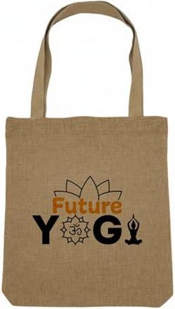 Fabulous Sac Shopping Tote Bag Aspect Lin - Future Yogi Zen Yoga - Sac de Courses Toile Epaisse 360g Beige Naturel Cabas Port&eacute; Epaule Solide Imprim&eacute; en France