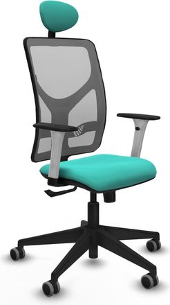 Piqueras y Crespo B&uuml;rostuhl mit verstellbaren Armlehnen, h&ouml;henverstellbare Lendenwirbelst&uuml;tze und festes Kopfteil, ausgestattet mit 3 Positionen und Schneideschaum, Gra