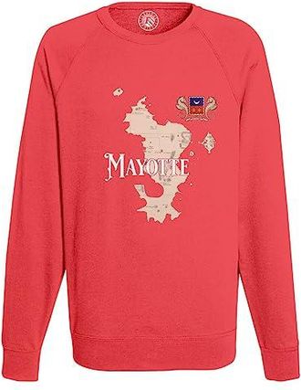 Fabulous Sweatshirt Homme Rouge Mayotte 976 Département Outre Mer Carte Ancienne Rare