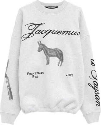 Jacquemus Homme, Sweatshirts et sweats &agrave; capuche, Gris, Taille: S SweaT-shirt