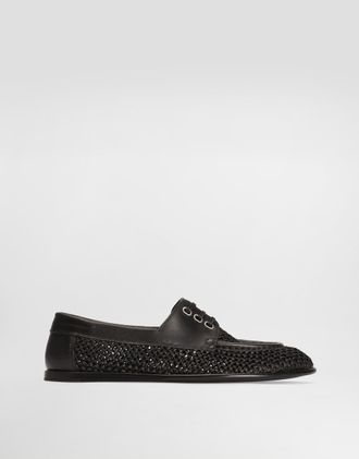 Dolce & Gabbana Derby-schuhe Aus Raffia - Mann Schn&uuml;rschuhe Schwarz 41.5
