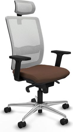 Piqueras y Crespo Haches Stuhl mit 2D-Armlehnen, h&ouml;henverstellbare Lendenwirbelst&uuml;tze und h&ouml;henverstellbares Kopfteil, Wei&szlig;/Dunkelbraun