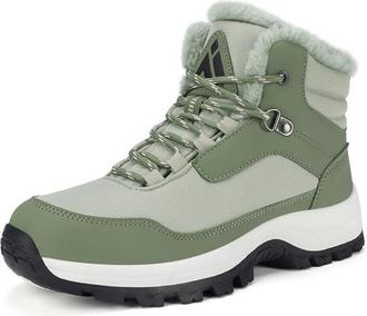 Mishansha Chaussures Femme Hiver Fourr&eacute;es Bottes de Randonn&eacute;e Antid&eacute;rapantes Vert Taille 39 EU