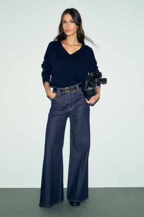Gerard Darel Pull V en laine &agrave; strass - REDA - Marine