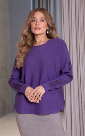 Passioni Strickpullover mit Rundhalsausschnitt und Strassdetails in locker Passform