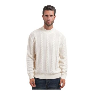 A|X Armani Exchange Pull en maille torsad&eacute;e &agrave; col rond - Homme - Pulls - Blanc - Taille: M