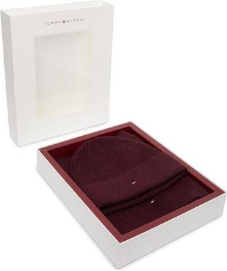 Tommy Hilfiger Set Schal und M&uuml;tze AW0AW19136 Dunkelrot