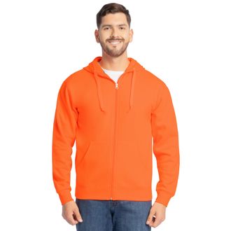 Fruit Of The Loom Uni Eversoft Fleece-Hoodies, Pullover, Feuchtigkeitsableitend und Atmungsaktiv, Größen S-4x Kapuzenpullover, Sicherheits-Orange, Durchgehender Reißver