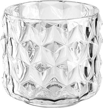 Leonardo Poesia Tischlicht, Deko Kerzenglas mit grossen Rauten, Kerzen-Halter aus Glas, schönes Windlicht, 10 x 10 cm, 076432