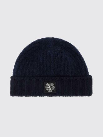 Stone Island Bonnet en laine dalpaga m&eacute;lang&eacute;e avec revers et logo