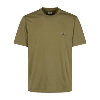 C.P. Company C.p. Company, Homme, Tops, Vert, Taille: S T-shirt &agrave; Manches Courtes en Jersey 30/1 avec Patch Logo