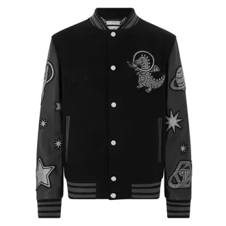 Philipp Plein Homme, Vestes, Noir, Taille: 2XL College Bomber
