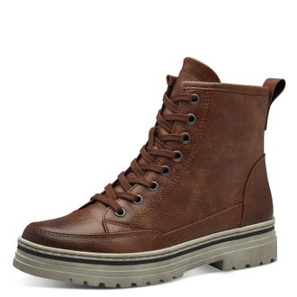 Marco Tozzi Damen Stiefeletten zum Schnüren Flach mit Reißverschluss, Braun (Cognac), 40 EU