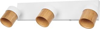 Osram OSRAM LED Spot Demi-Ligne Bois Plafonnier 3x GU10, D&eacute;cor Blanc/Bois, Acier/Bois de caoutchouc, orientable