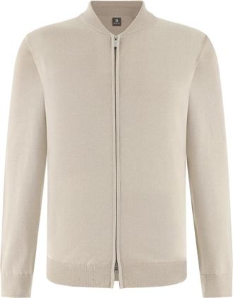Boggi Milano Homme, Pulls, Beige, Taille: XL Cotton Full Zip Bomber Sweater