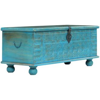 vidaXL Coffre de rangement Bois de manguier massif 100x40x41 cm Bleu Vidaxl
