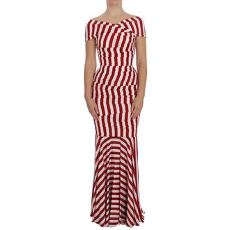 Dolce & Gabbana Figurbetontes- bodenlanges Kleid mit Kapp&auml;rmeln - - Dresses - Damen - Rot - S