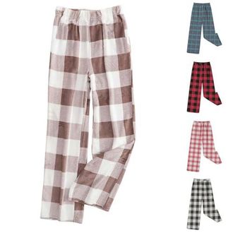 Generic Pantalon de pyjama pour femme &agrave; carreaux longs : pantalon de pyjama pour femme en polaire flanelle pantalon de pyjama confortable duveteux pantalon de