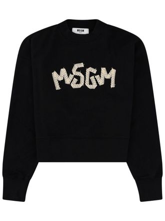 Msgm Logo-Print Cotton Sweatshirt - Black
