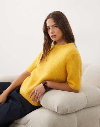 Asos t-shirt premium en m&eacute;lange dalpaga jaune