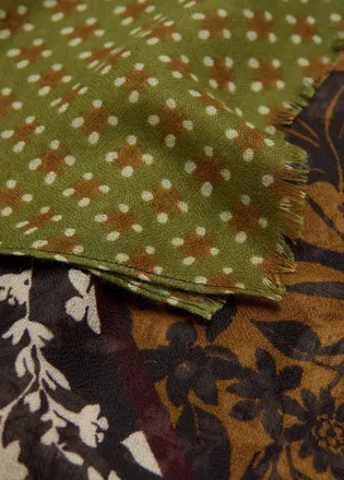 Mango Foulard imprim&eacute; floral vert - Femme - Taille unique - MANGO