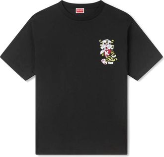 Kenzo Homme, Tops, Noir, Taille: M T-shirt Oversize Brod&eacute; Tigre Sauvage