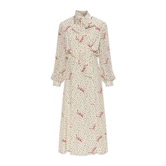 Valentino Garavani Femme, Robes, Beige, Taille: 38 FR Robe en soie &agrave; pois