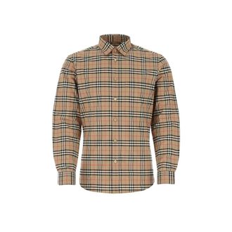 Burberry Hemd aus Baumwollstretch mit kleinem Karomuster - - Shirts - Herren - Beige - L
