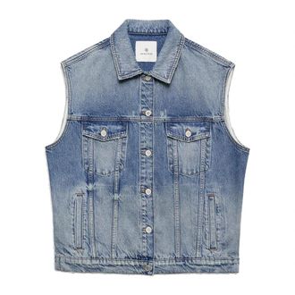 Anine Bing Vintage Blue Denim Weste mit Kn&ouml;pfen - - Jackets - Damen - Blau - S