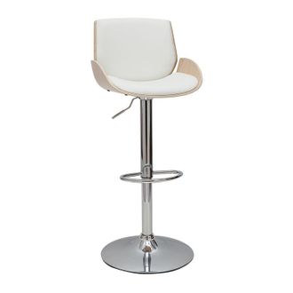 Miliboo Miliboo - Tabouret de bar relevable blanc et bois clair vesper