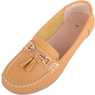 Absolute Footwear Mocassins décontractés en Cuir, Style décontracté, pour Femme, Moutarde, 41 EU