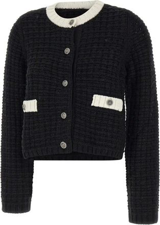 Liu Jo Femme, Pulls, Noir, Taille: 38 FR Cropped Crew Neck Cardigan