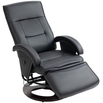 Generic Chaise pivotante en similicuir avec repose pieds noir