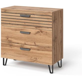 Vicco Commode Amber, Chêne Wotan, 80x82cm avec 3 tiroirs, Vicco