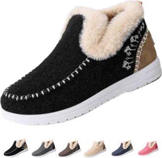 Generic Bottes orthop&eacute;diques confortables en polaire &agrave; enfiler, chaussures plates antid&eacute;rapantes avec doublure en peluche chaude pour femme, bottines dhiver c