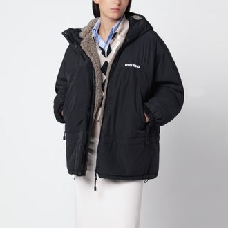 Miu Miu Schwarze Pong&eacute;-Daunenjacke