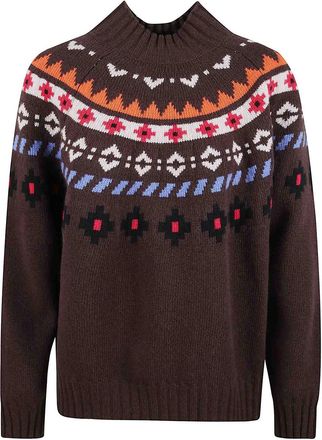 Max Mara Rundhalspullover - Dunkelbraun