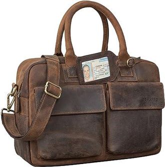 STILORD Carlo Sac en Bandouli&egrave;re pour Ordinateur Portable de 15,6 Pouces pour Hommes Serviette Sac &agrave; Main en Cuir V&eacute;ritable, Couleur:calais - marron