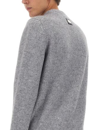 Dolce & Gabbana Logo Plaque Wool Sweater - Gray