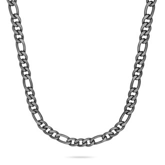 s.Oliver Herren Necklace - Halskette aus geb&uuml;rstetem Edelstahl - IP Gun - Figaro verstellbar bis 55 cm - wasserfest & hautfreundlich