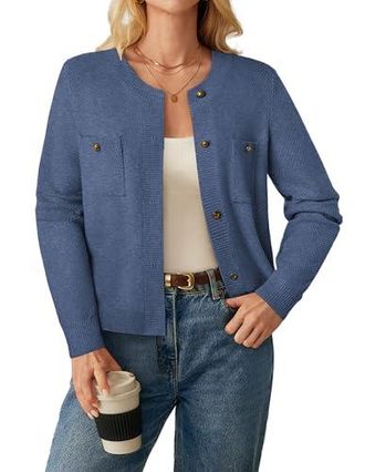 Grace Karin Cardigans pour Femme &agrave; Manches Longues avec Boutons en Tricot L&eacute;ger pour Bureau et Soir&eacute;e avec Poches, S