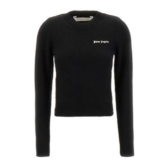 Palm Angels Femme, Pulls, Noir, Taille: 42 FR Pull en maille Classic Logo