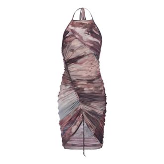 Balmain Robe courte en tulle drap&eacute; &agrave; imprim&eacute; pastel - Femme - Robes - Multicolore - Taille: 40 FR