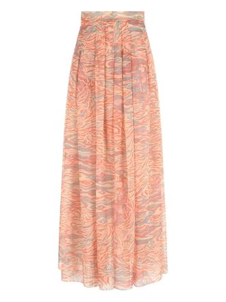 Giorgio Armani jupe longue imprim&eacute;e &agrave; design pliss&eacute; - Orange
