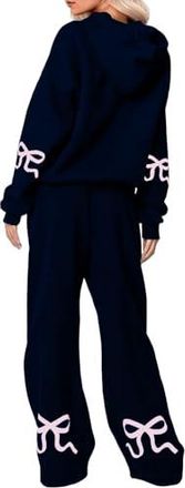 Generic 2026 Ensemble Sweat Shirt 2 Pi&egrave;ces Y2K &agrave; Capuche et Sweat Shirt Oversize &agrave; Imprim&eacute; Noeud Tenues dautomne