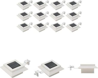 vidaXL The Living Store Solar-Außenleuchten 12 Stk. led Rechteckig 12 cm Weiß - led Solarleuchte - Solarlichtsystem - Außenscheinwerfer - Gartenbeleuchtung